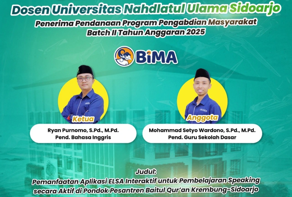 Dosen UNUSIDA Raih Pendanaan Program Pengabdian Masyarakat BiMA 2025: Dorong Inovasi ...